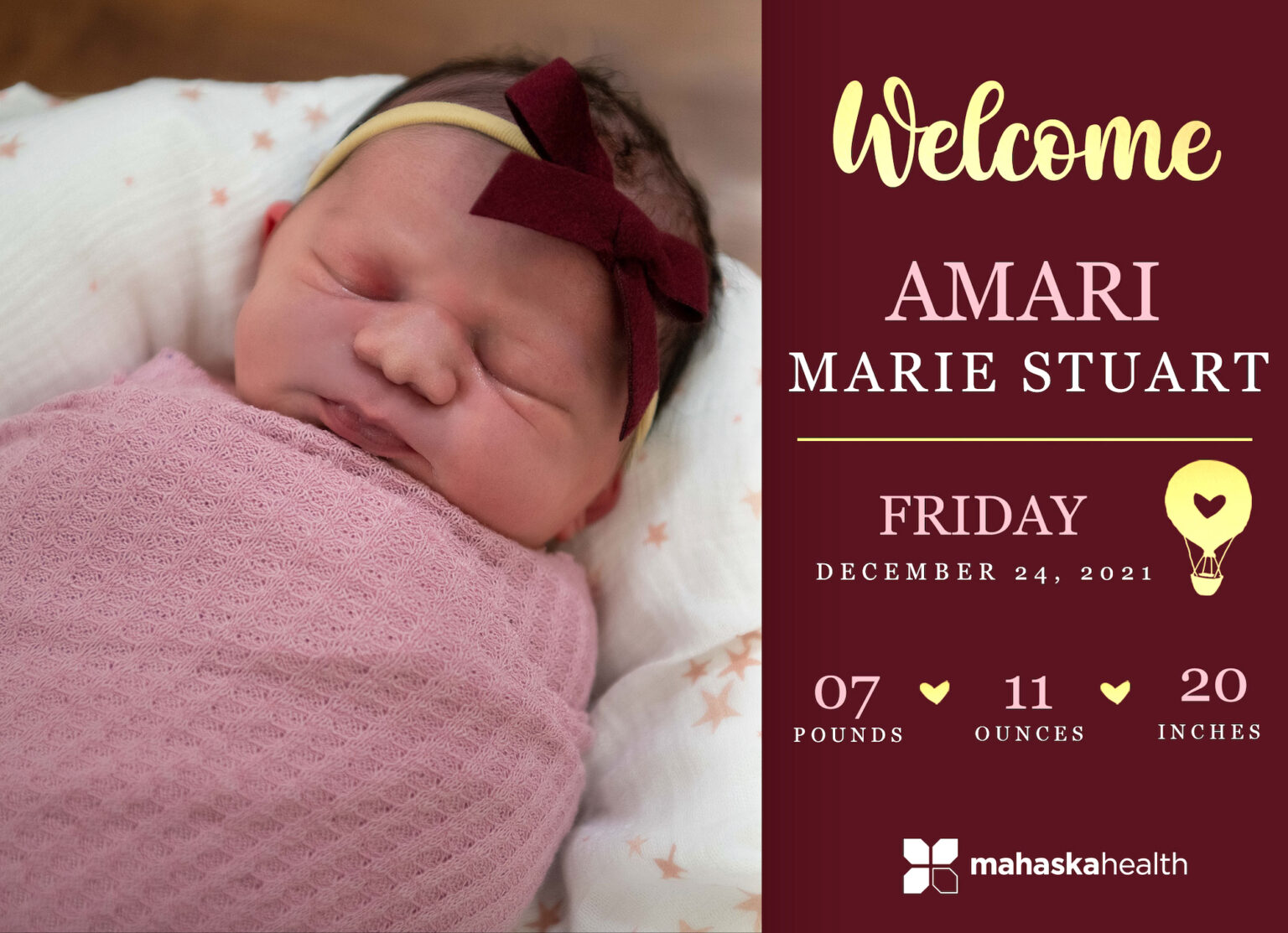 Welcome Amari Marie Stuart! - Mahaska Health