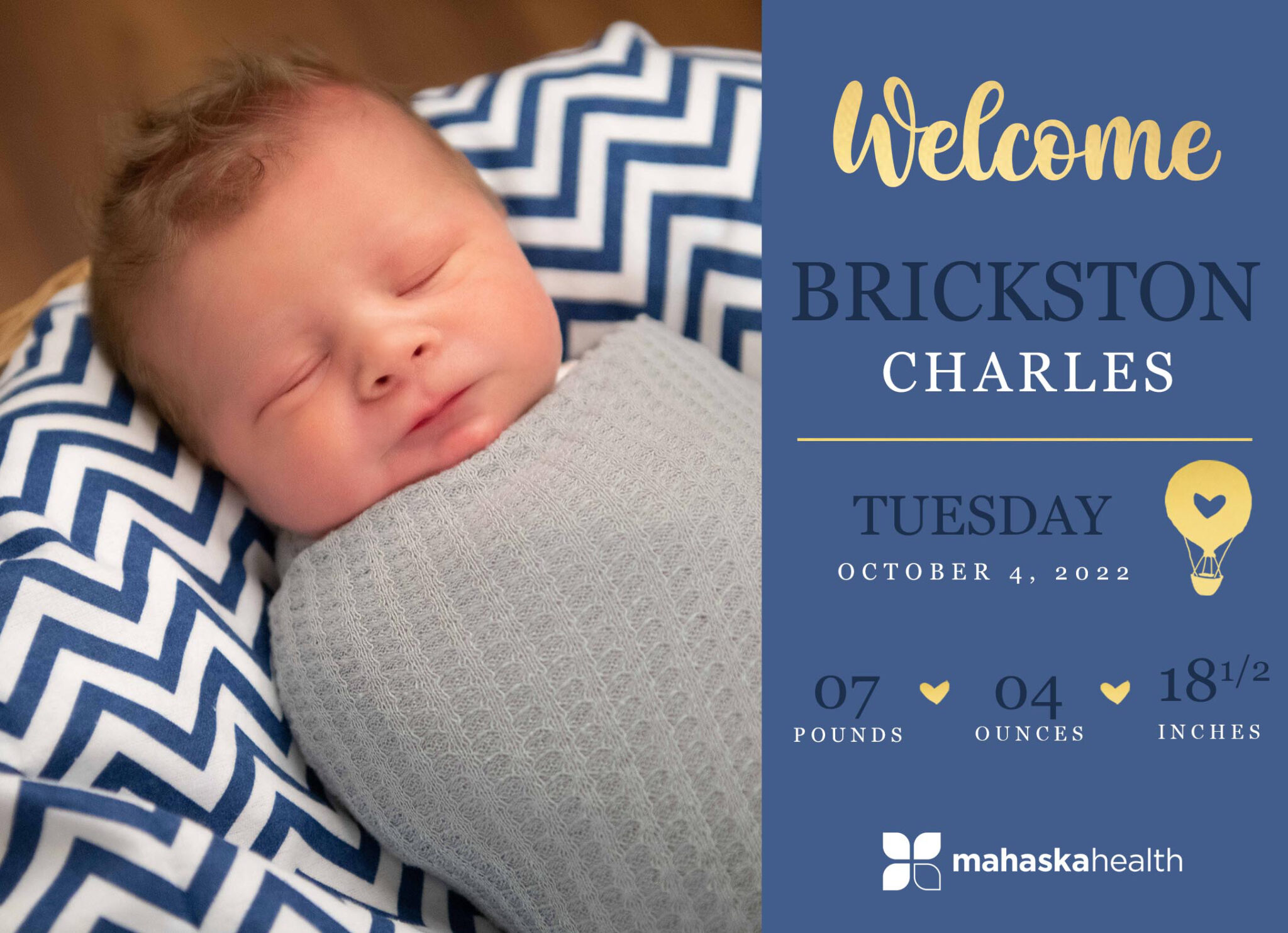 Welcome Brickston Charles! - Mahaska Health