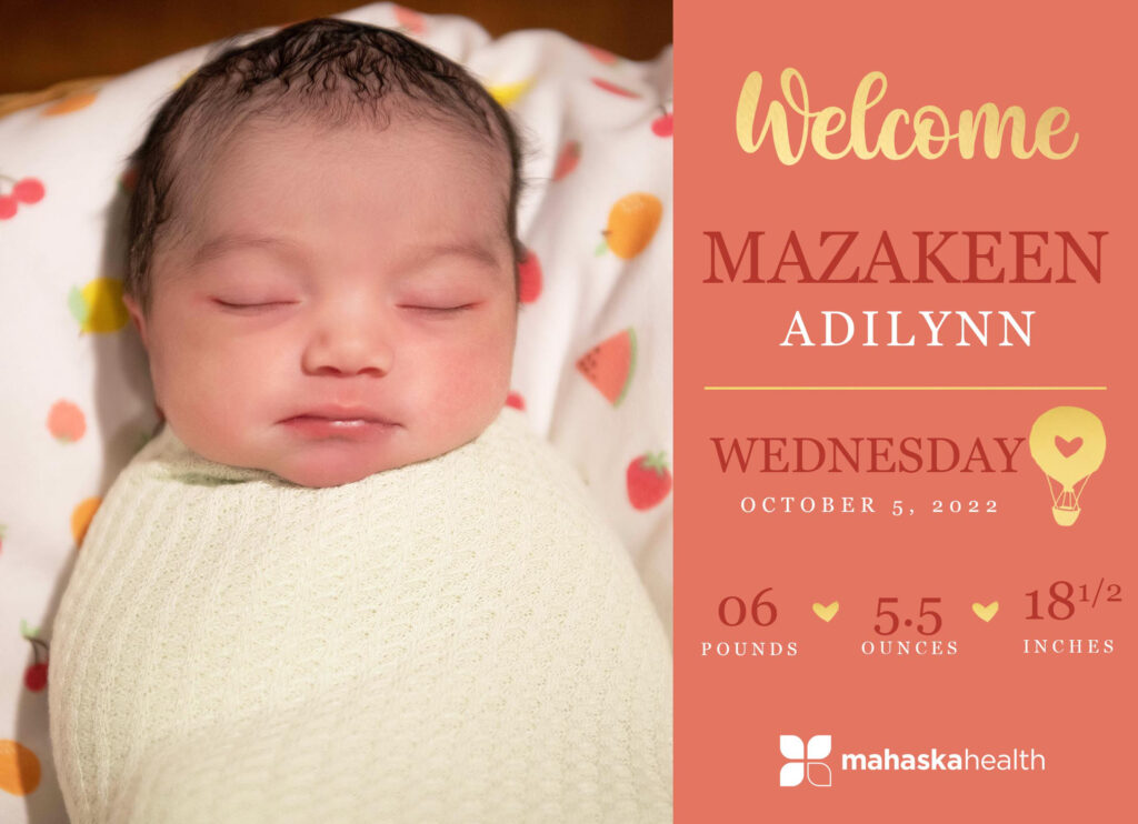 Welcome Mazakeen Adilynn! - Mahaska Health
