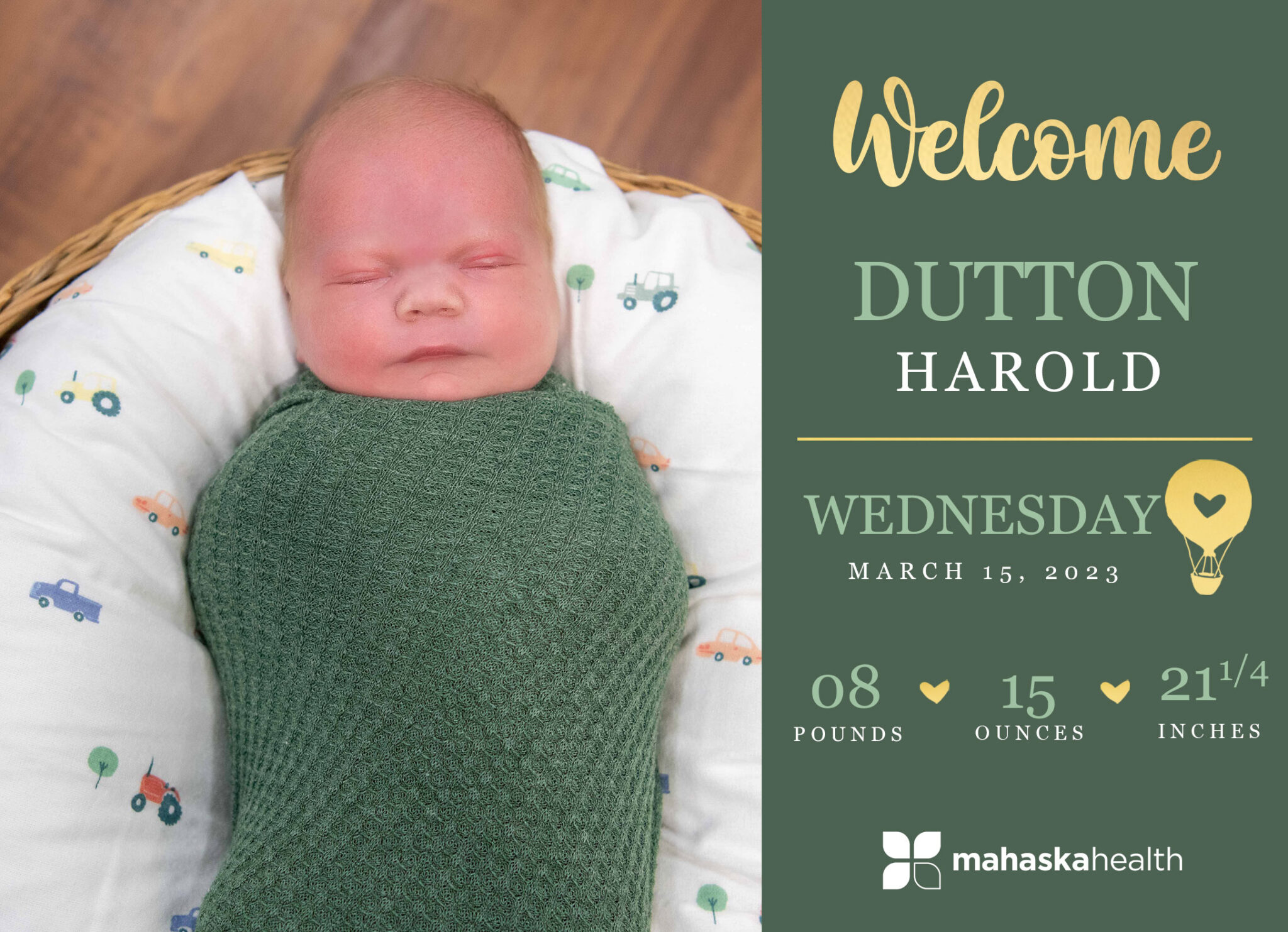 Welcome Dutton Harold! - Mahaska Health