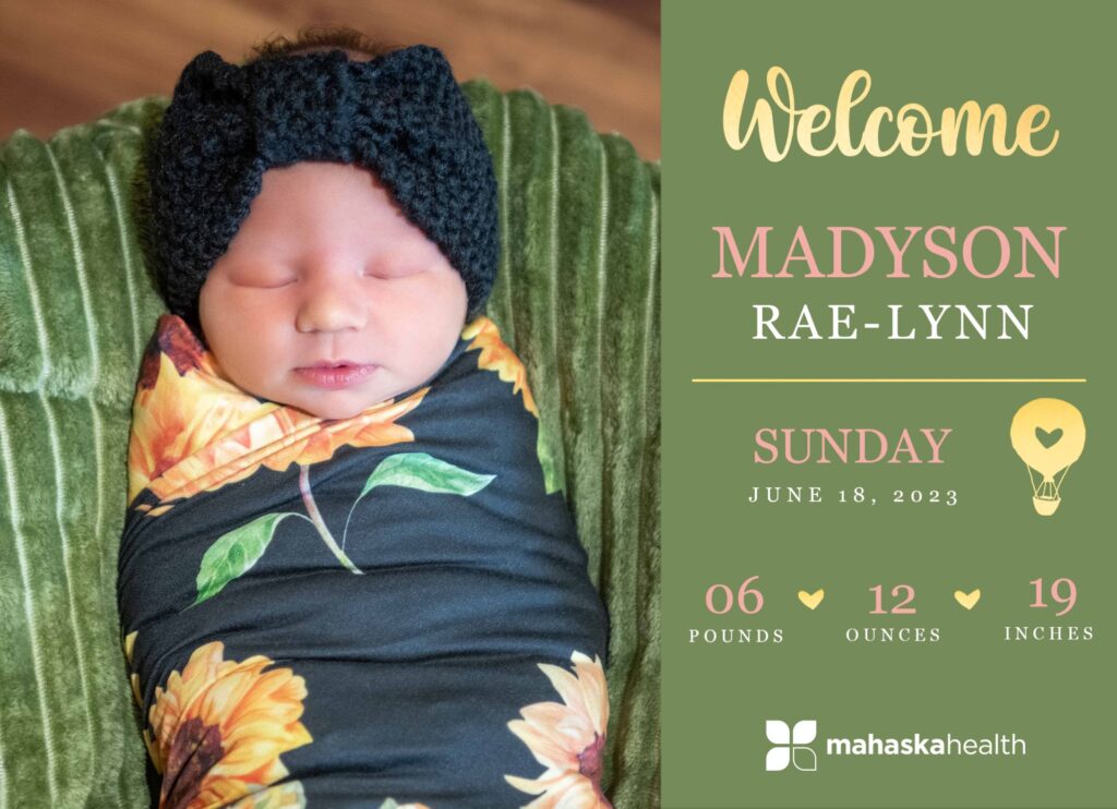Welcome Madyson Rae-Lynn! - Mahaska Health
