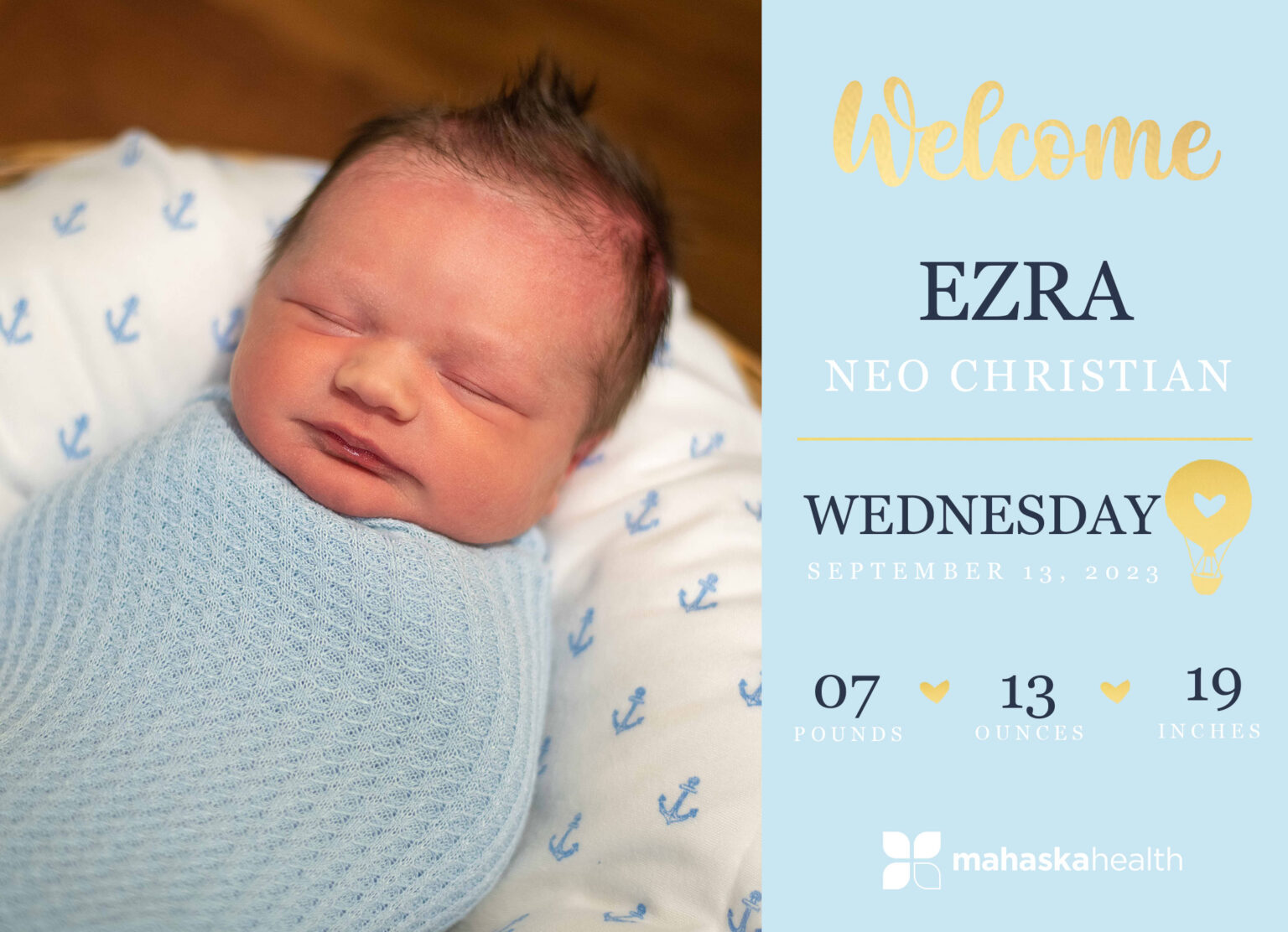 Welcome Ezra Neo Christian! - Mahaska Health