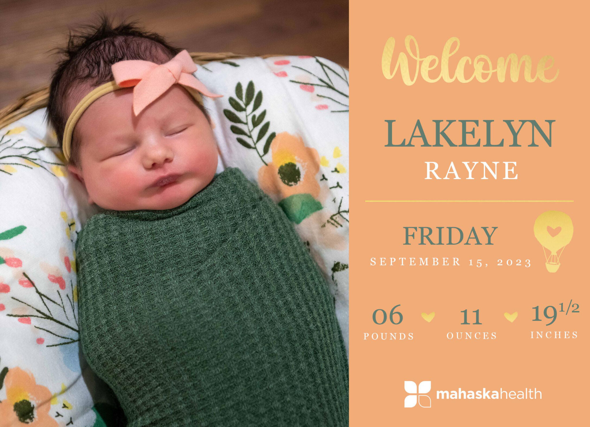 Welcome Lakelyn Rayne! - Mahaska Health