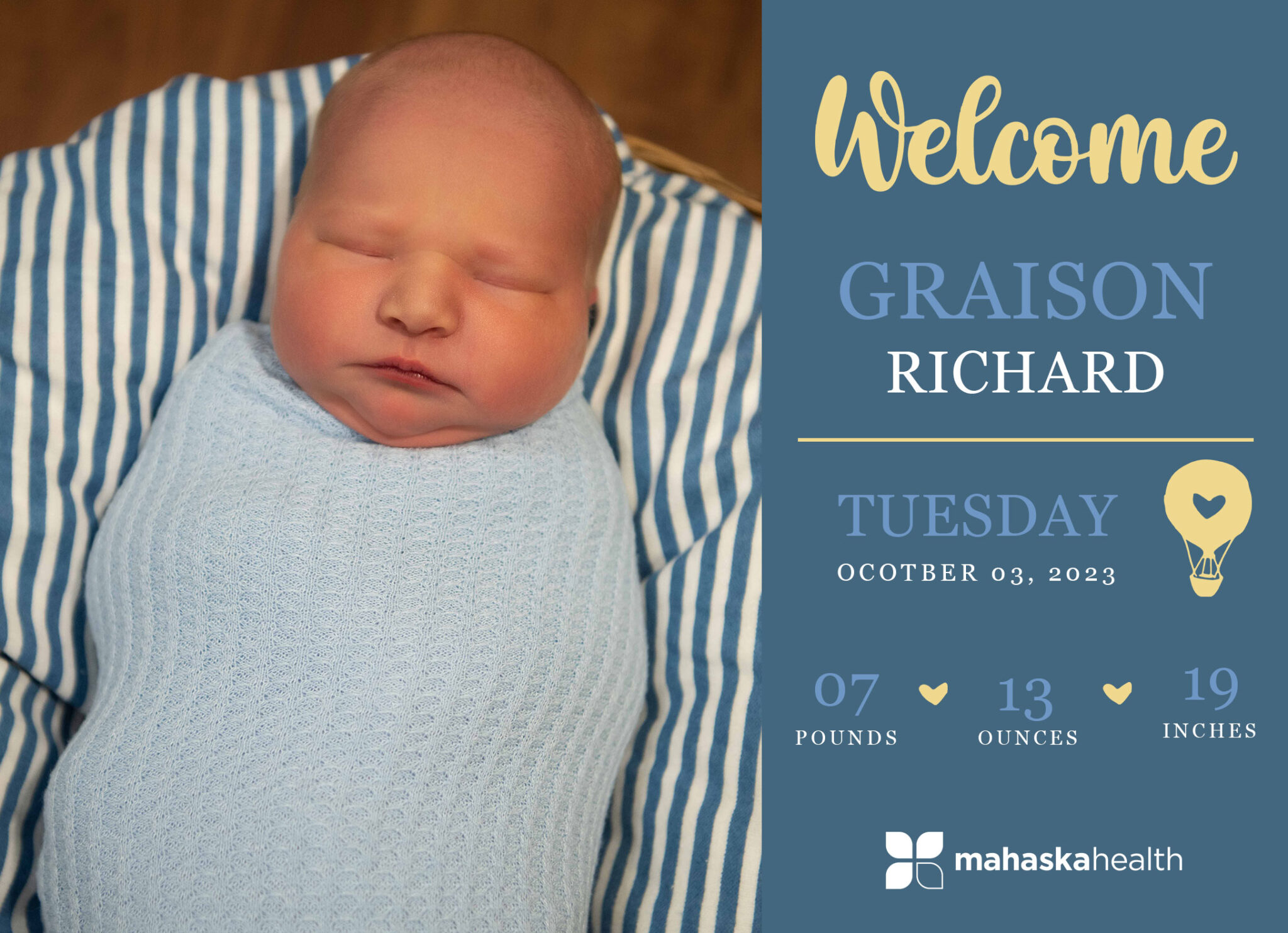 Welcome Graison Richard! - Mahaska Health