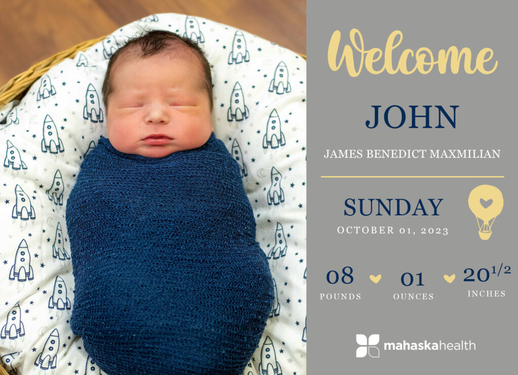 Welcome John James Benedict Maximilian! - Mahaska Health