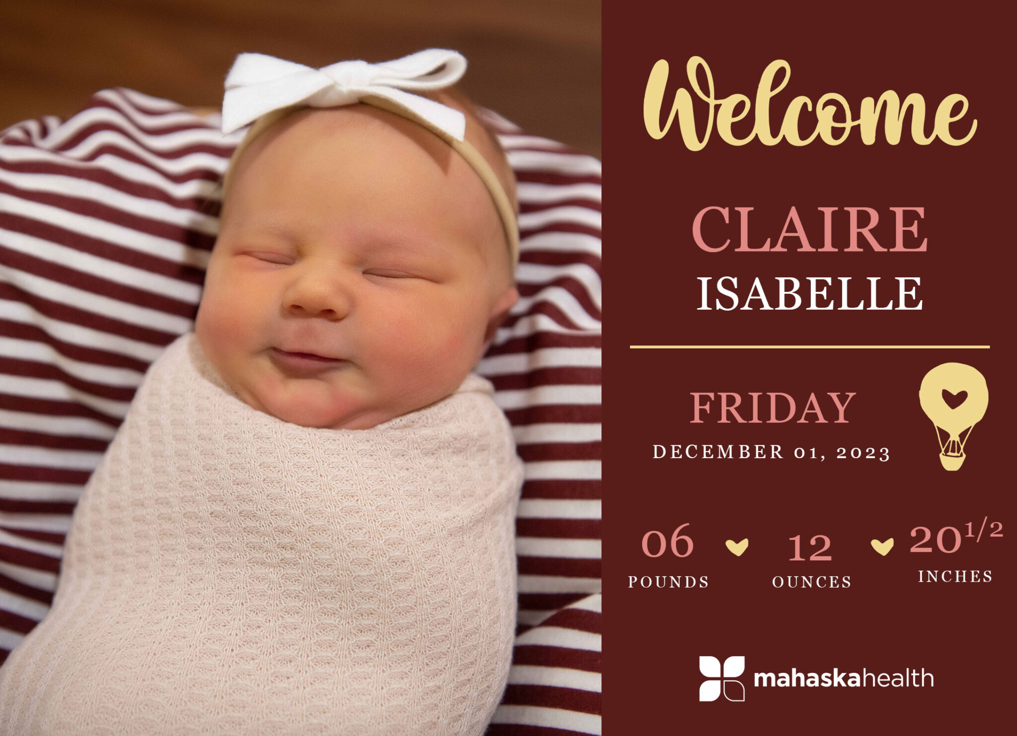 Welcome Claire Isabelle! - Mahaska Health