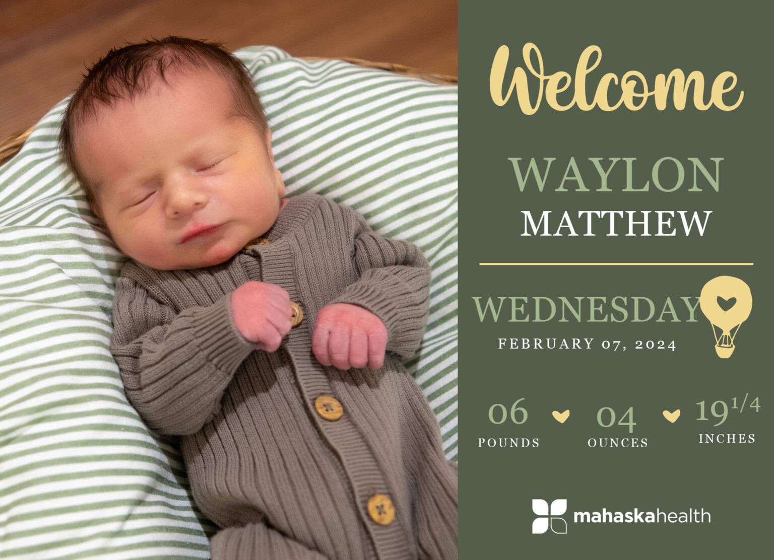 Welcome Waylon Matthew! - Mahaska Health