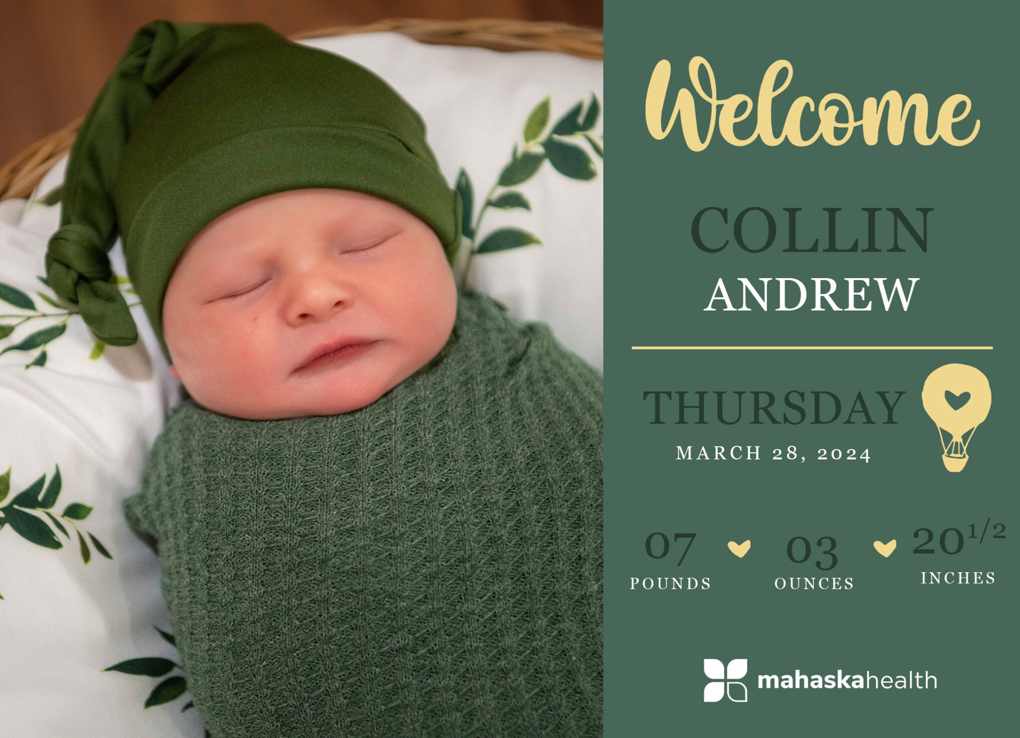 Welcome Collin Andrew! - Mahaska Health
