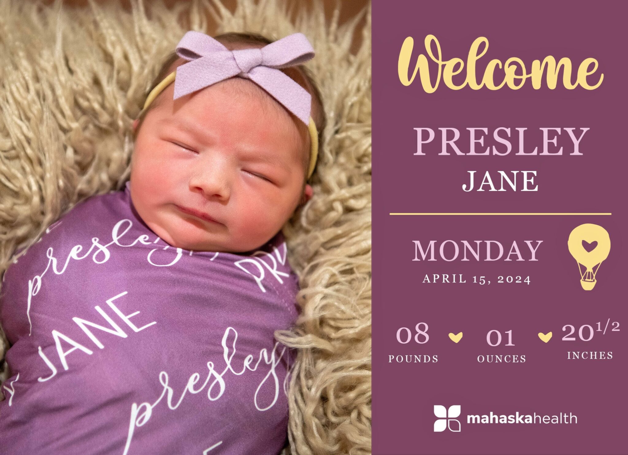 Welcome Presley Jane! - Mahaska Health