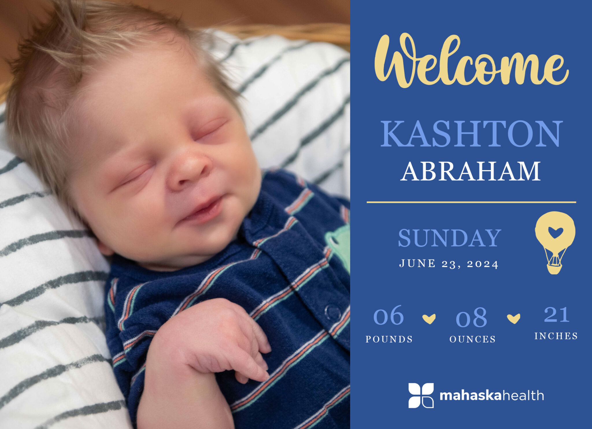 Welcome Kashton Abraham! - Mahaska Health