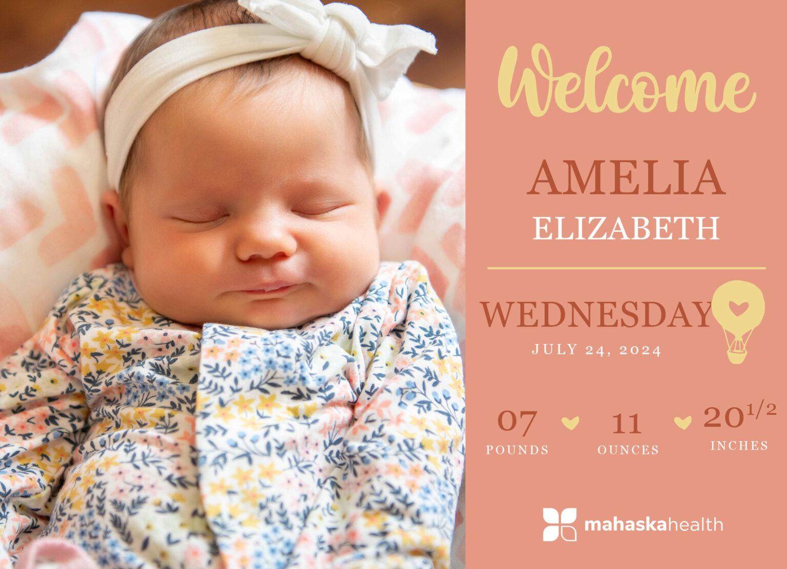 Welcome Amelia Elizabeth! - Mahaska Health