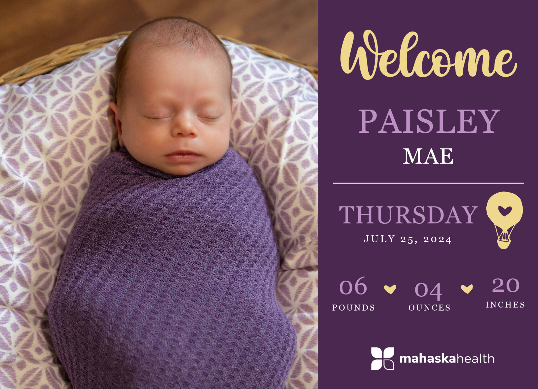 Welcome Paisley Mae! - Mahaska Health