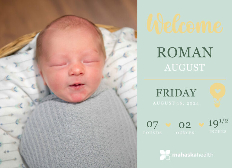Welcome Roman August! - Mahaska Health