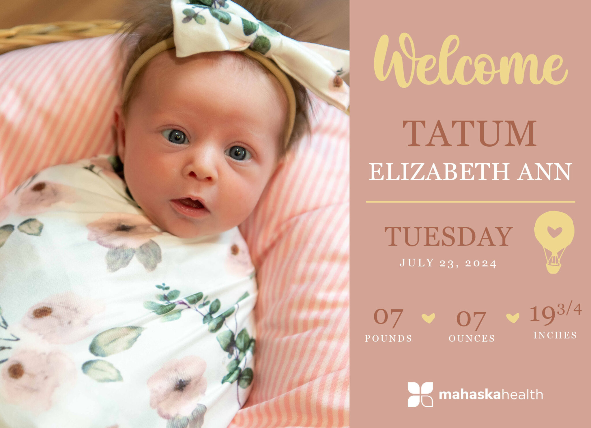 Welcome Tatum Elizabeth Ann! - Mahaska Health