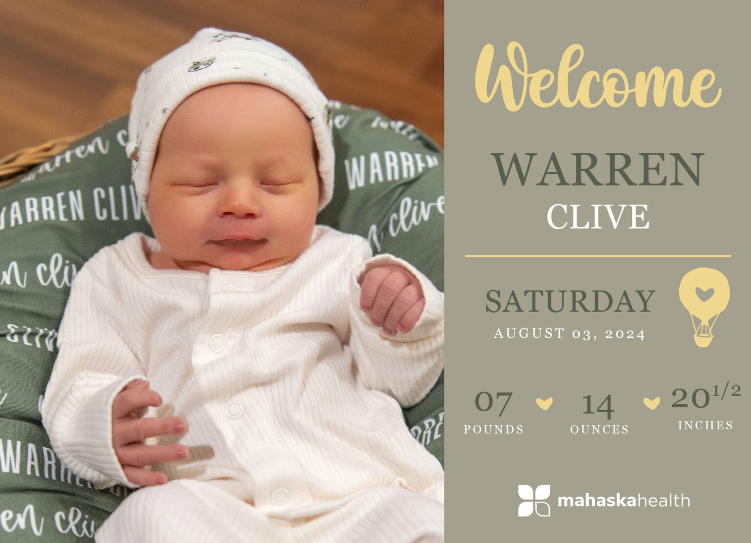 Welcome Warren Clive! - Mahaska Health