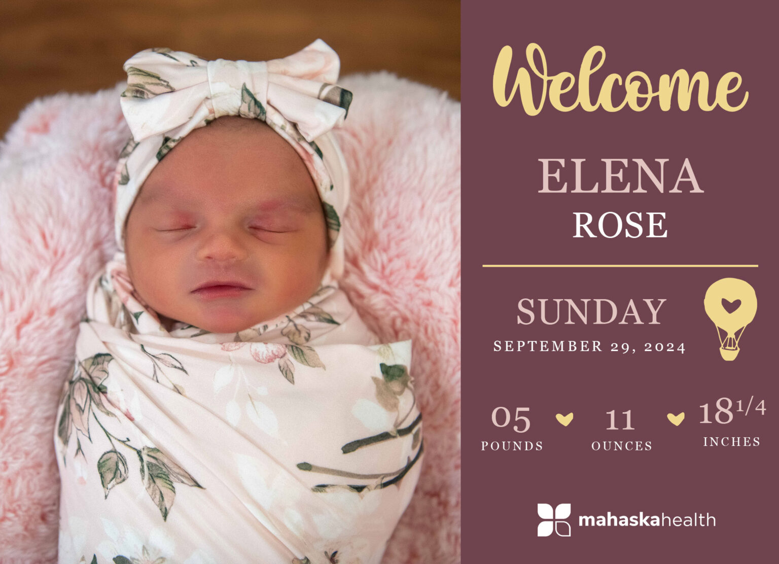 Welcome Elena Rose! - Mahaska Health