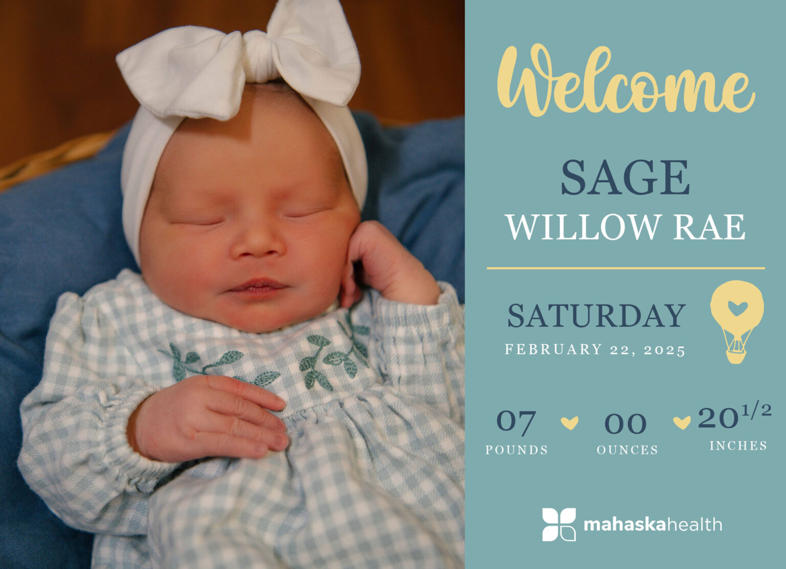 Welcome Sage Willow Rae! - Mahaska Health
