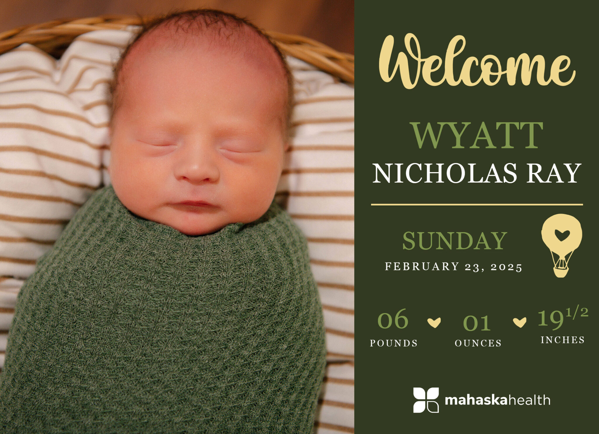 Welcome Wyatt Nicholas Ray! - Mahaska Health