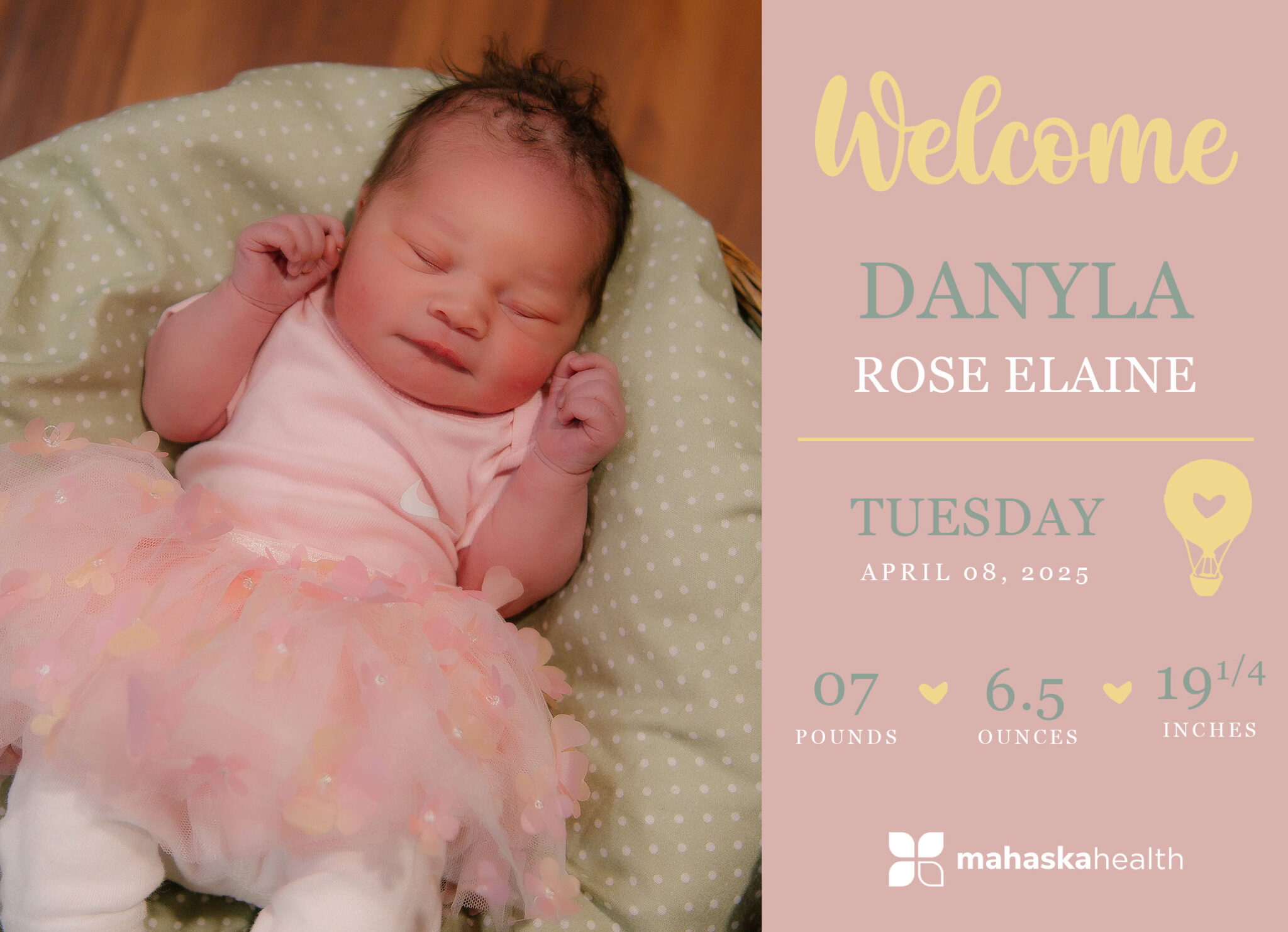 Welcome Danyla Rose Elaine! - Mahaska Health