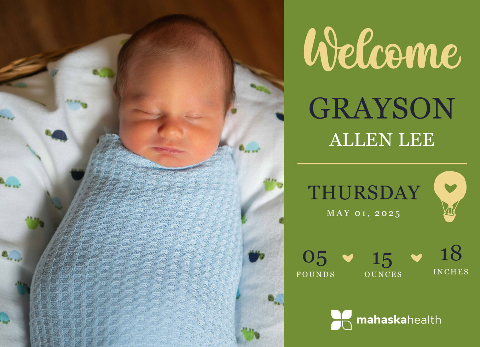 Welcome Grayson Allen Lee! - Mahaska Health