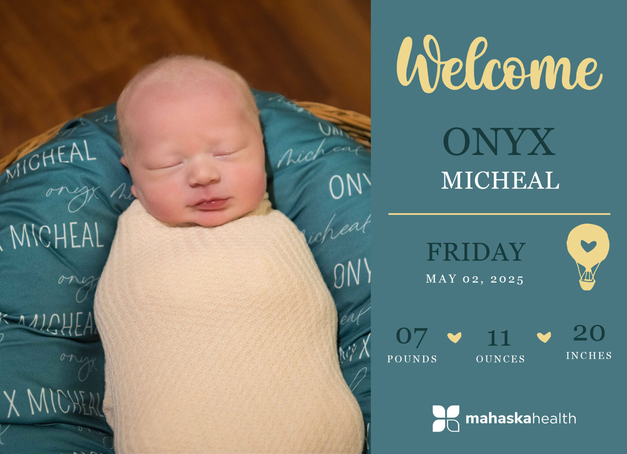 Welcome Onyx Micheal! - Mahaska Health