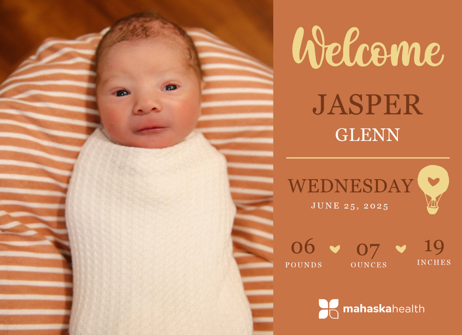 Welcome Jasper Glenn! - Mahaska Health