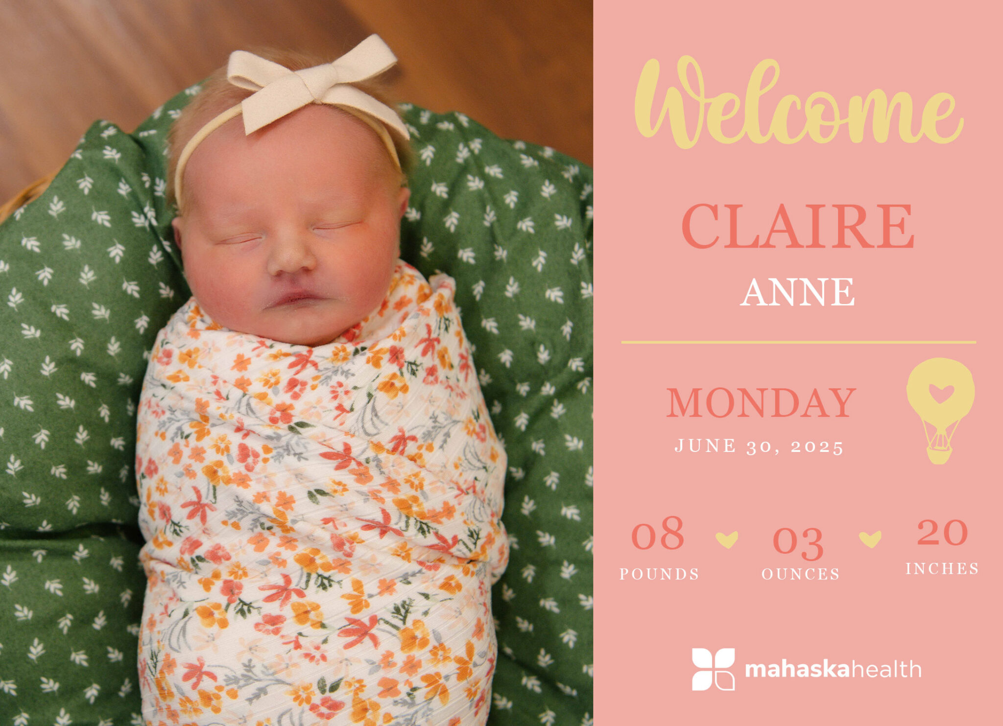 Welcome Claire Anne! - Mahaska Health