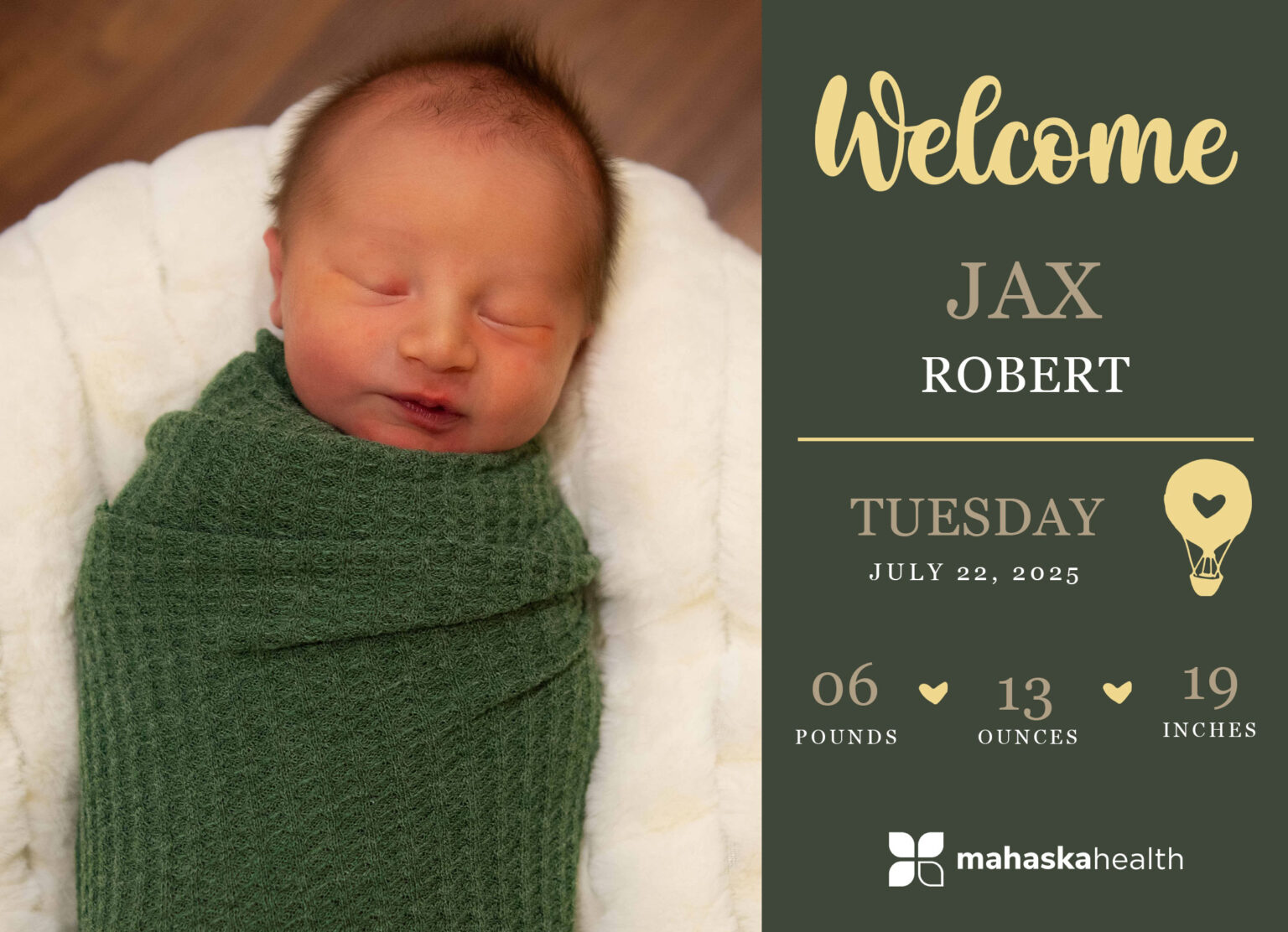 Welcome Jax Robert! - Mahaska Health