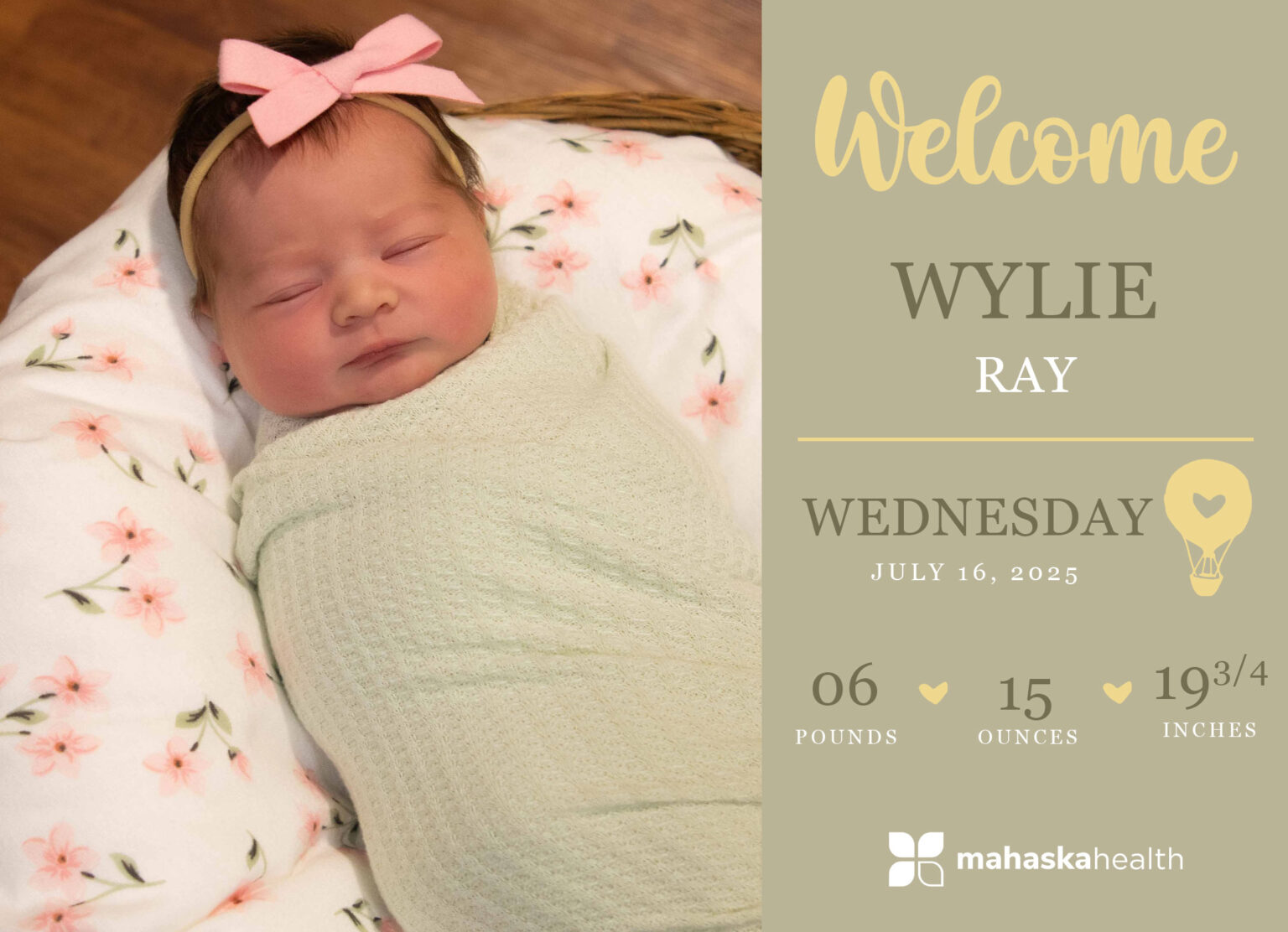 Welcome Wylie Ray! - Mahaska Health