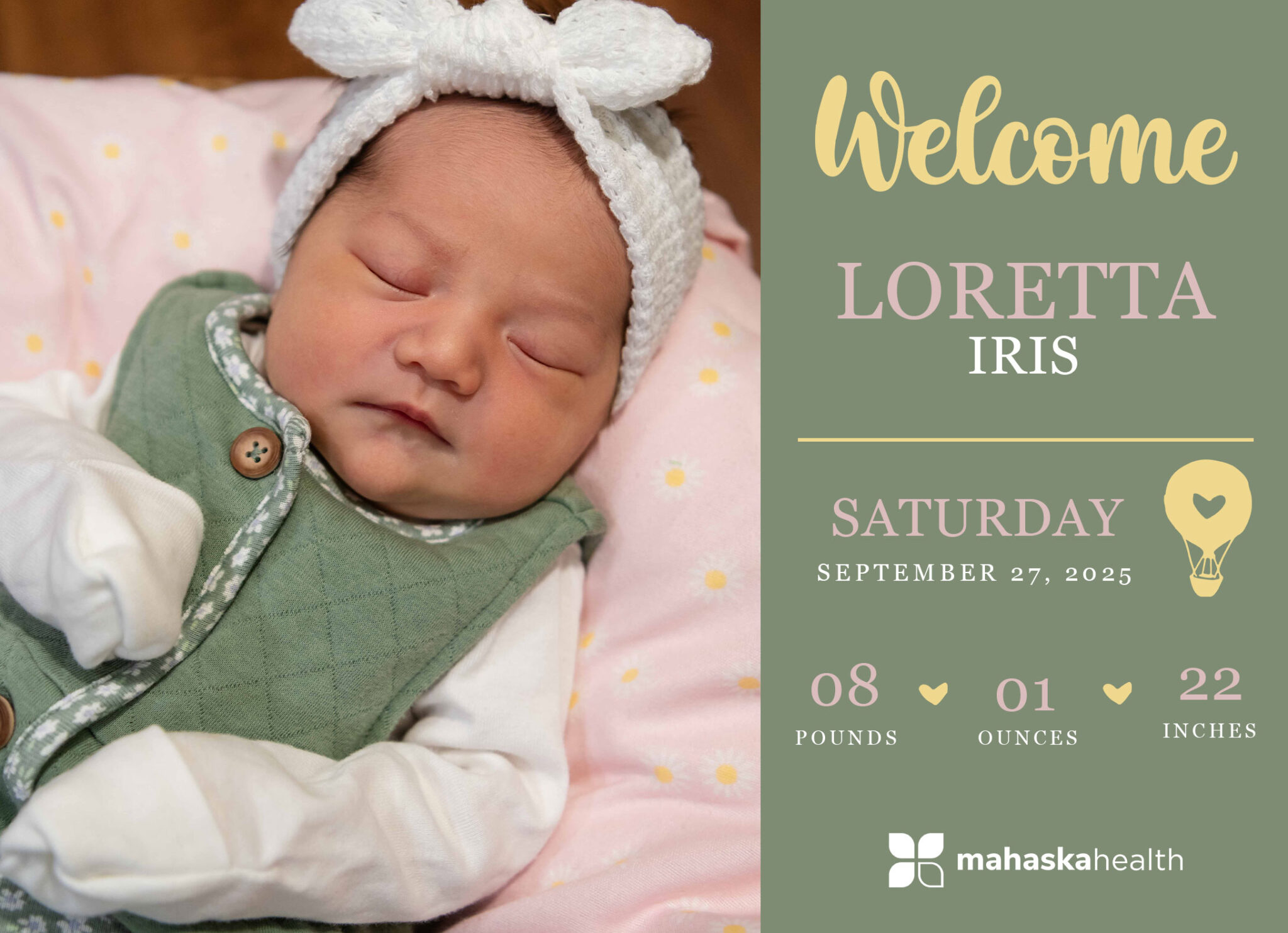 Welcome Loretta Iris! - Mahaska Health