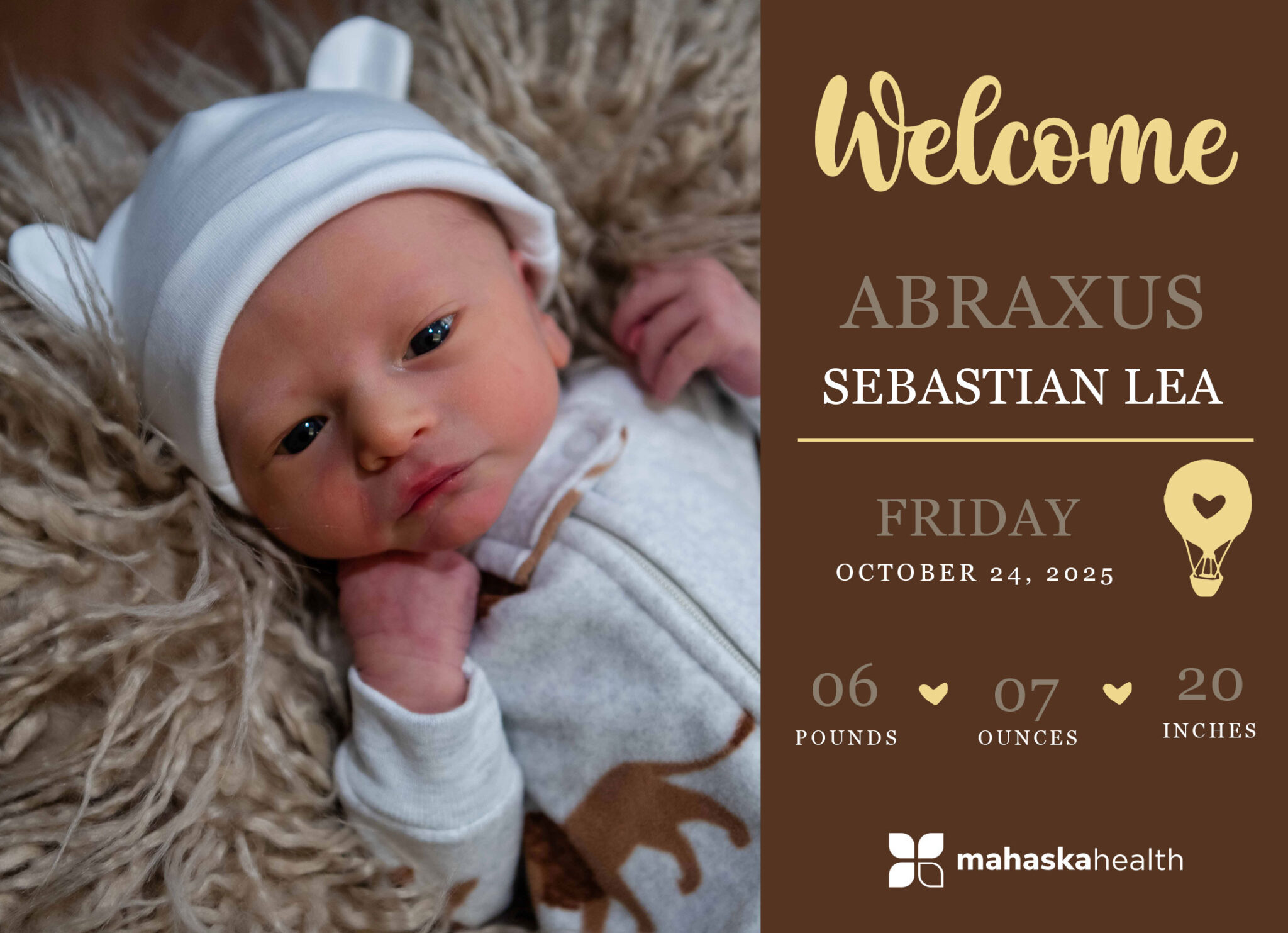 Welcome Abraxus Sebastian Lea! - Mahaska Health