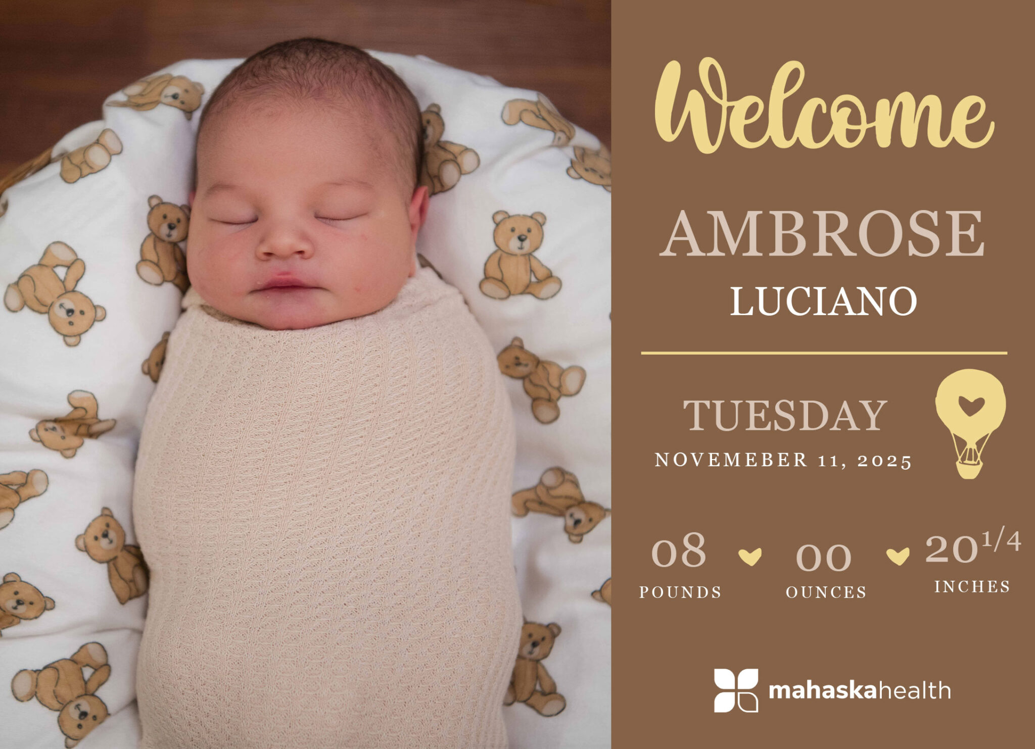 Welcome Ambrose Luciano! - Mahaska Health