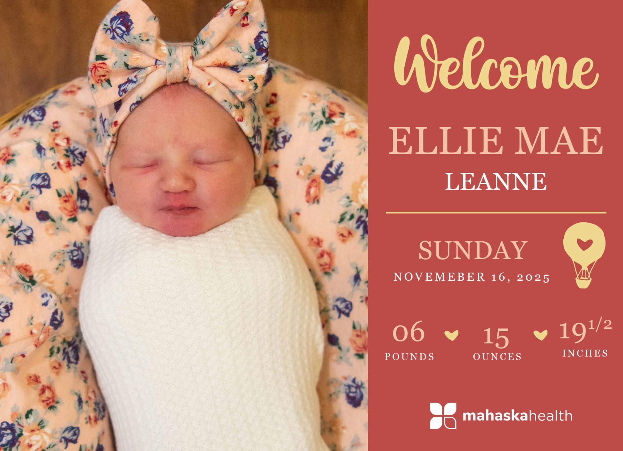 Welcome Ellie Mae Leanne! - Mahaska Health