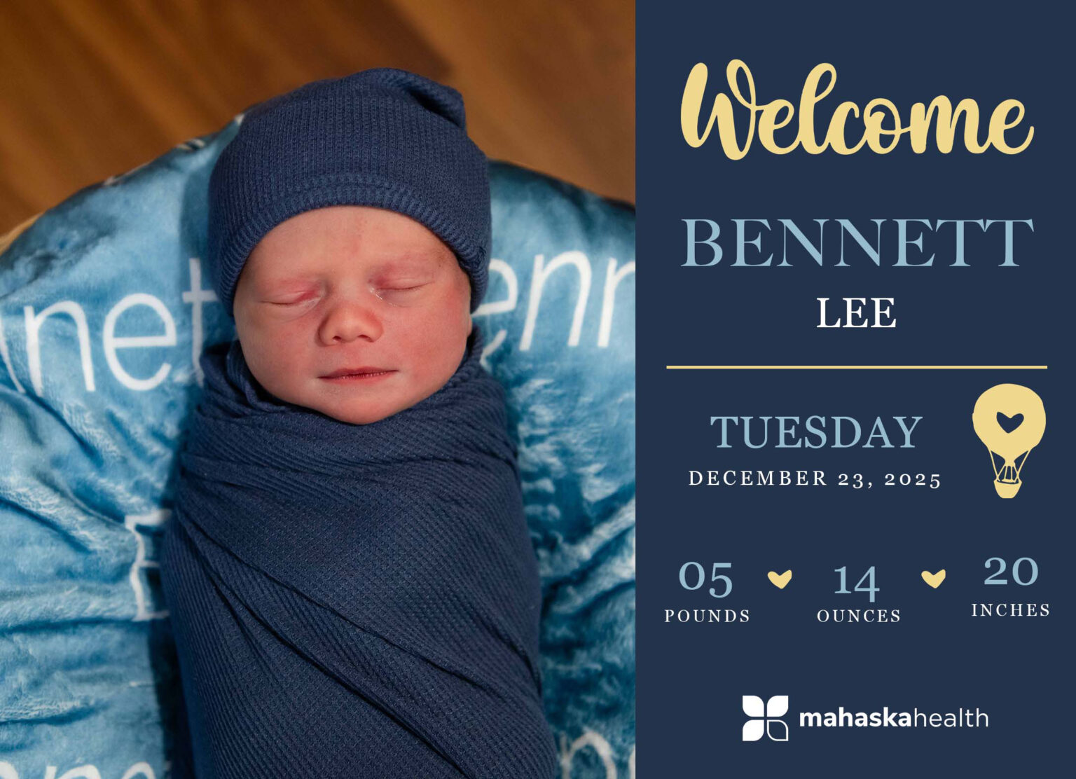 Welcome Bennett Lee! - Mahaska Health