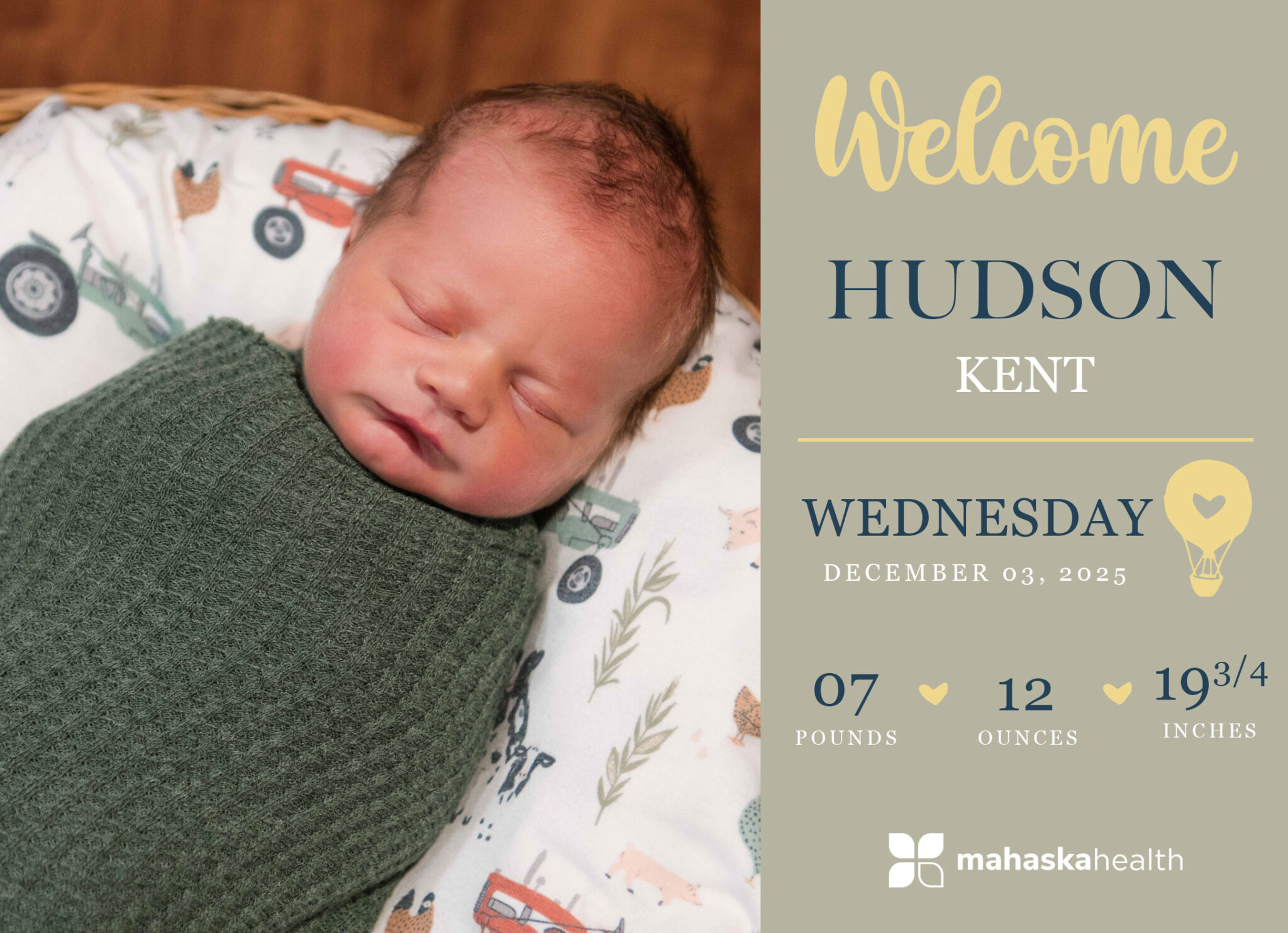 Welcome Hudson Kent! - Mahaska Health