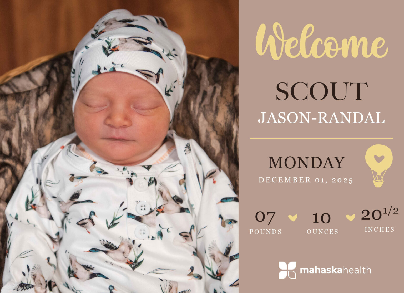 Welcome Scout Jason-Randal! - Mahaska Health
