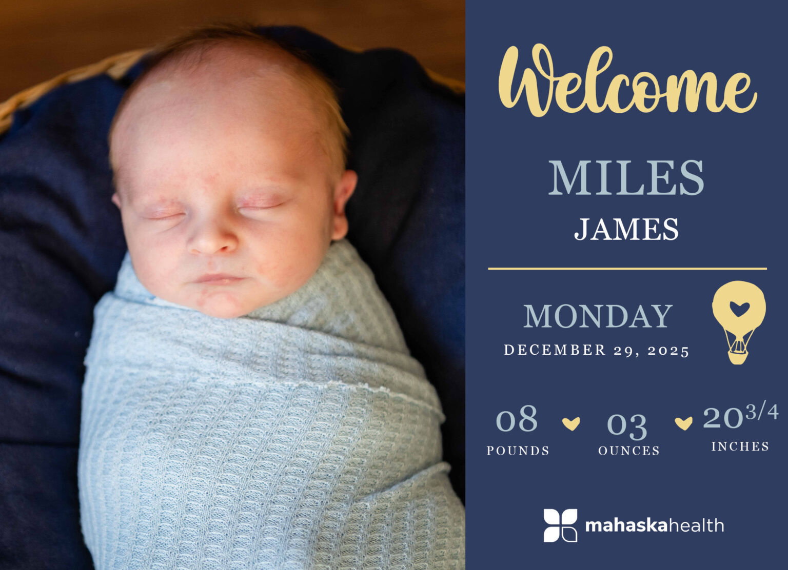Welcome Miles James! - Mahaska Health