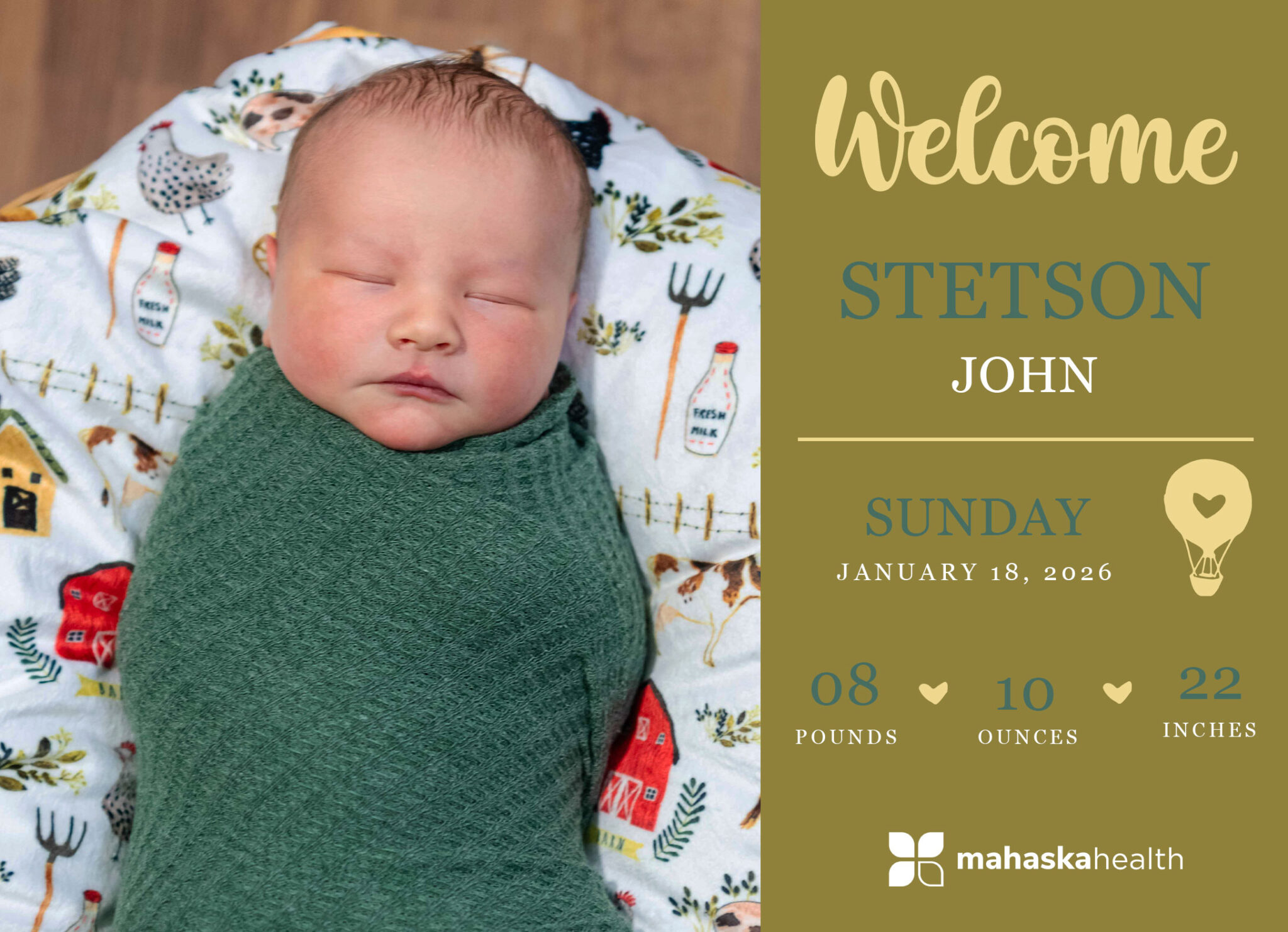 Welcome Stetson John! - Mahaska Health